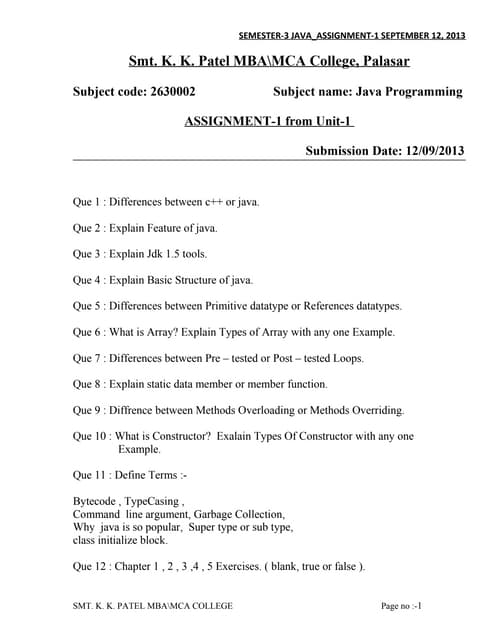 Java Assignment Question Doc