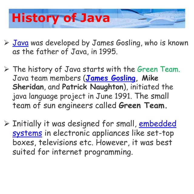 Java Programming Evolution Overviewofjava Pdf