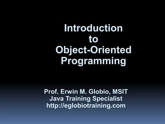 Java Object Oriented Programming Oop Pdf