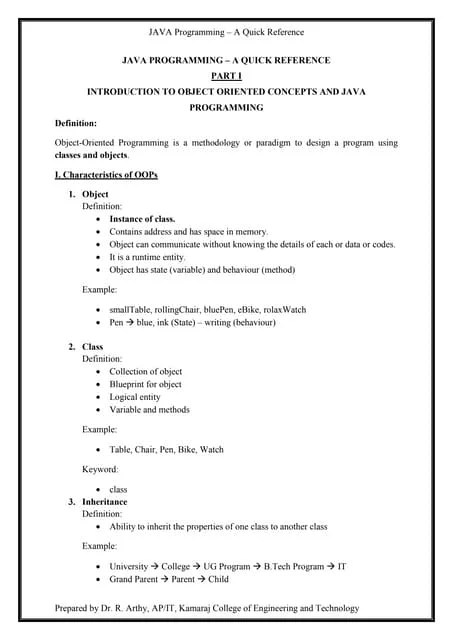 Java Quick Reference Pdf