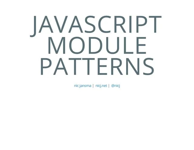 Javascript Module Patterns Ppt