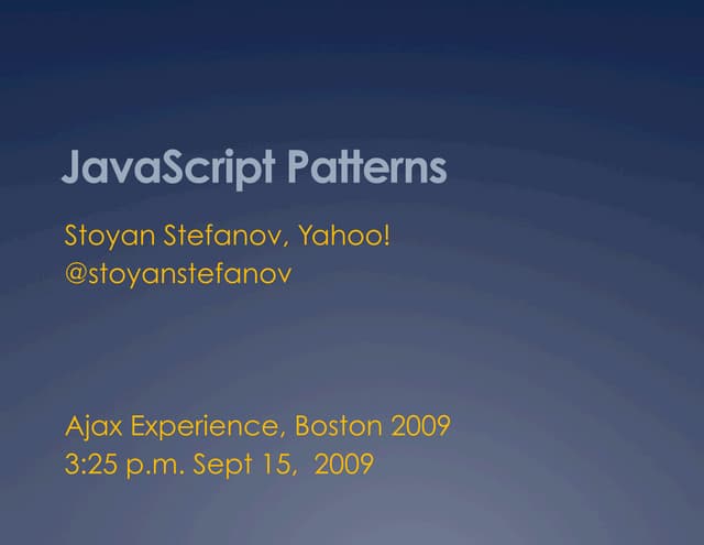 Patterns In Javascript Ppt