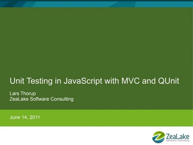 Unit Testing In Javascript With Mvc And Qunit Pdf