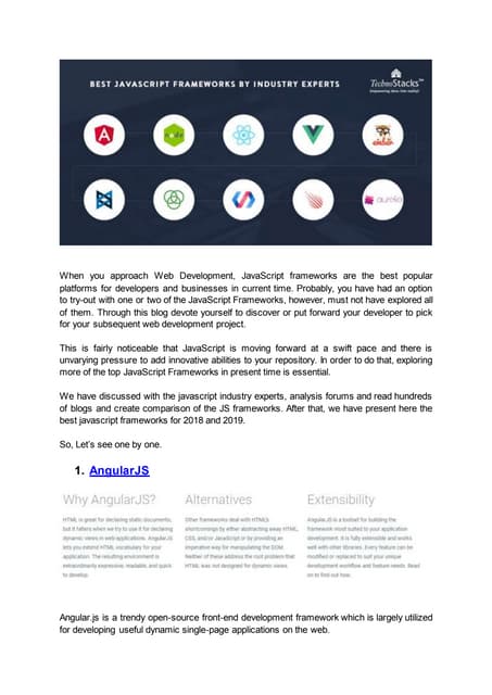 Top 10 Javascript Frameworks For Easy Web Development Docx