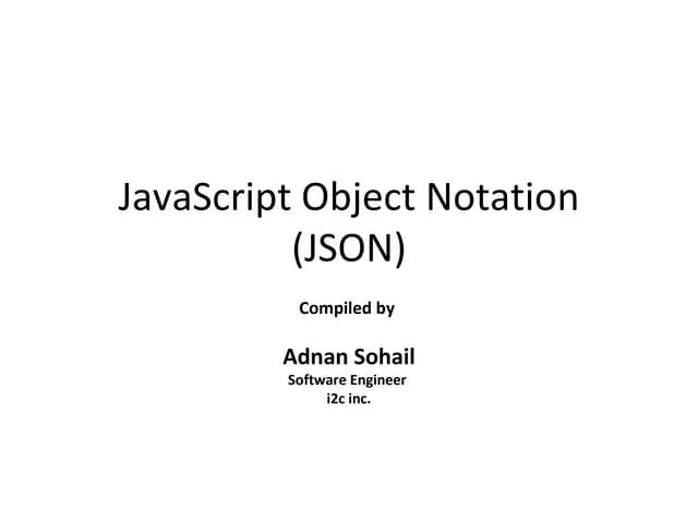 Basics Of Json Javascript Object Notation With Examples Pdf