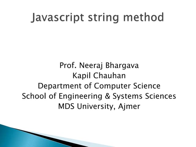 Javascript String Method Ppt