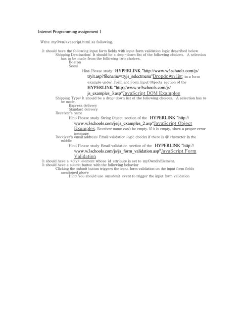 Javascript Validation Assignment Pdf