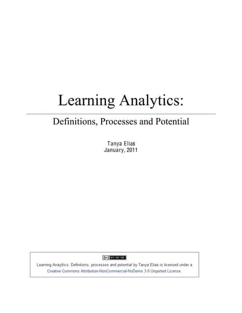 Learning Analytics Definitions Processes Potential Pdf