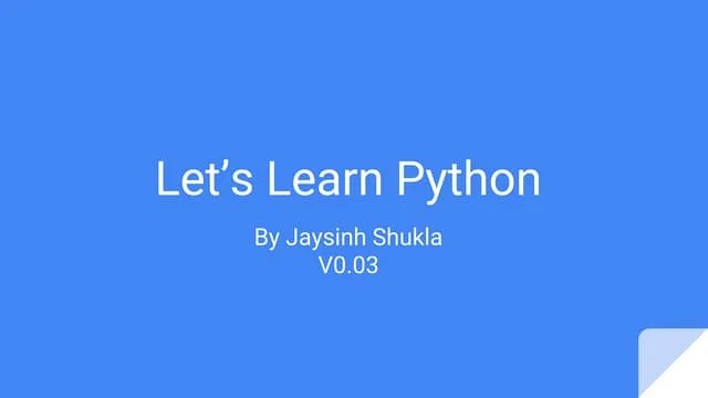 Let S Learn Python Ppt
