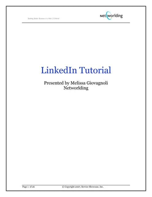 Linkedin Tutorial Guide Pdf