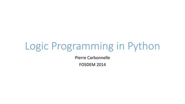 Logic Programming In Python Ppt