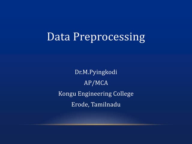 Data Science Data Preprocessing Data Cleaning Pptx