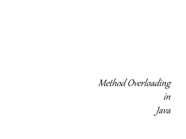 Method Overloading In Java Pdf