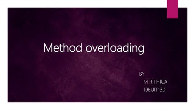 Method Overloading In Java Pptx