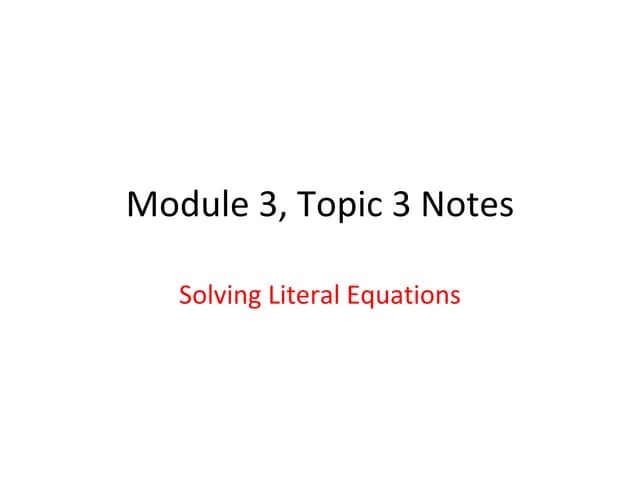 Module 12 Topic 1 Notes Ppt
