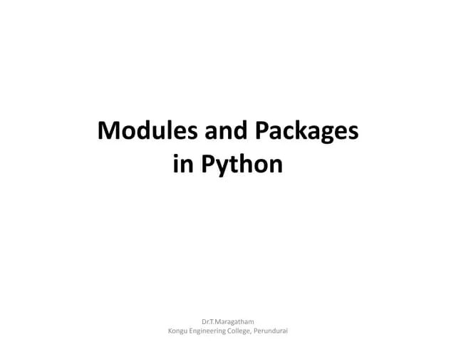 Modules And Packages In Python Ppsx