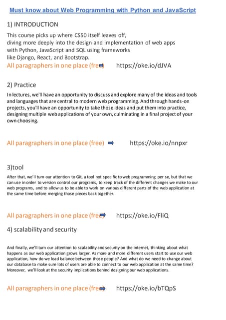 Must Know About Web Programming With Python And Java Script Docx