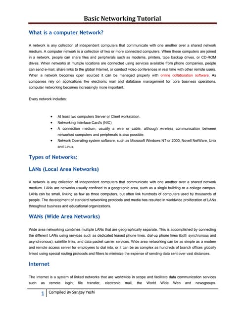 Networking Tutorial Pdf