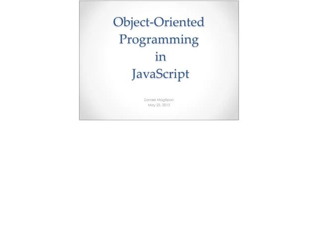 Object Oriented Programming In Javascript Ppt