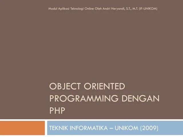 Object Oriented Programming Dengan Php Pdf