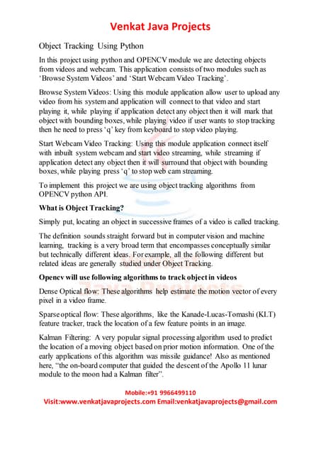 Object Tracking Using Python Docx