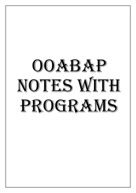 Ooabap Notes With Programs Pdf