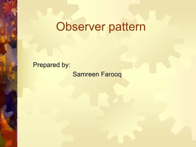 Design Patterns 4 Observer Pattern Ppt