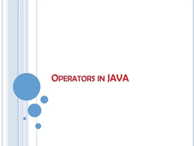 Operators In Java Pptx