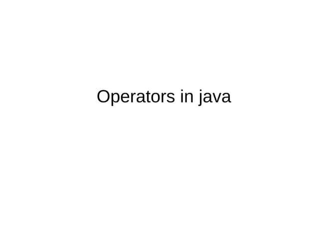 Operators In Java Pdf