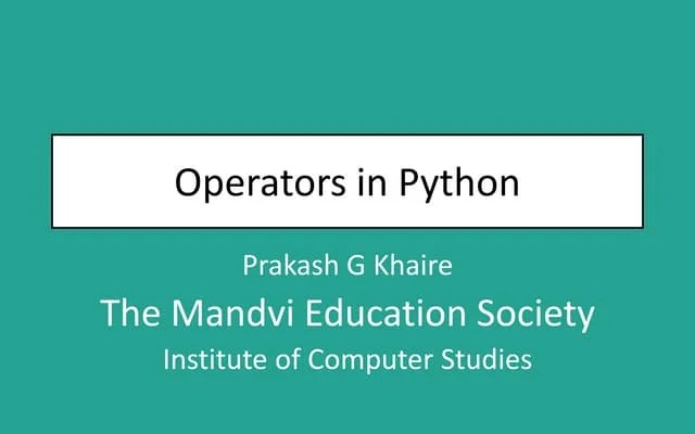 Operators In Python Pdf