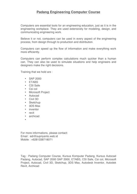 Manado Engineering Computer Course Pdf Graphics Software Computer