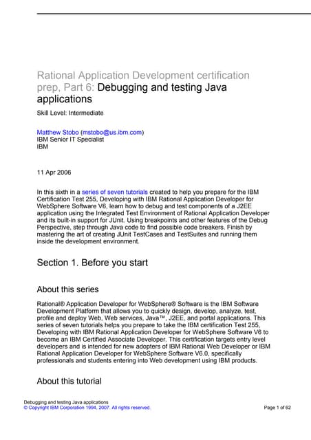 Part 6 Debugging And Testing Java Applications Pdf