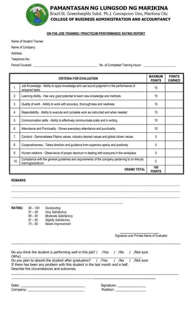 Ojt Evaluation Doc