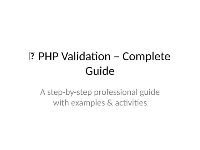 Php Form Validation Technique Pptx