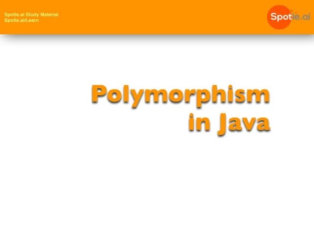 Java Polymorphism Pptx Programming Languages Computing