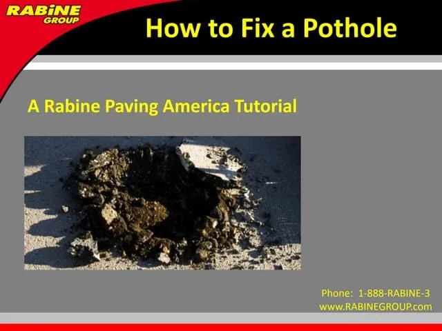 How To Fix A Pothole Tutorial Pdf