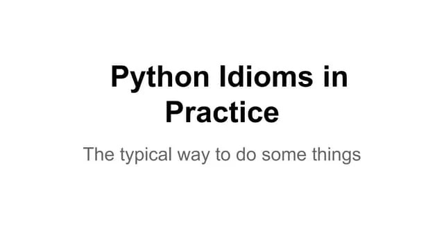 Python Idioms Pdf