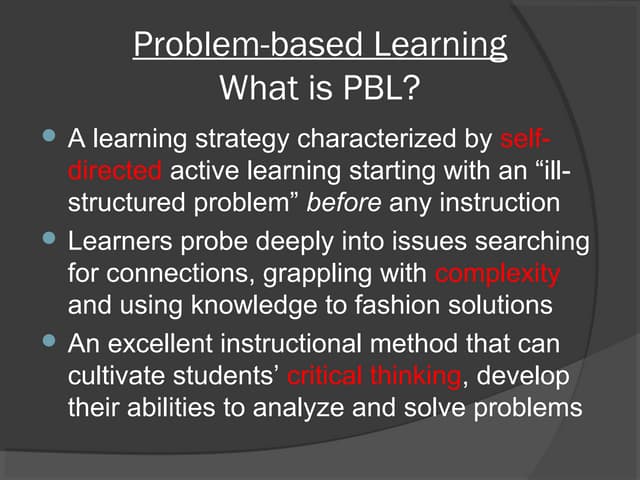 Problem Based Learning Vs Project Based Learning Pptx