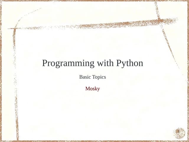 Programming With Python Basic Pdf