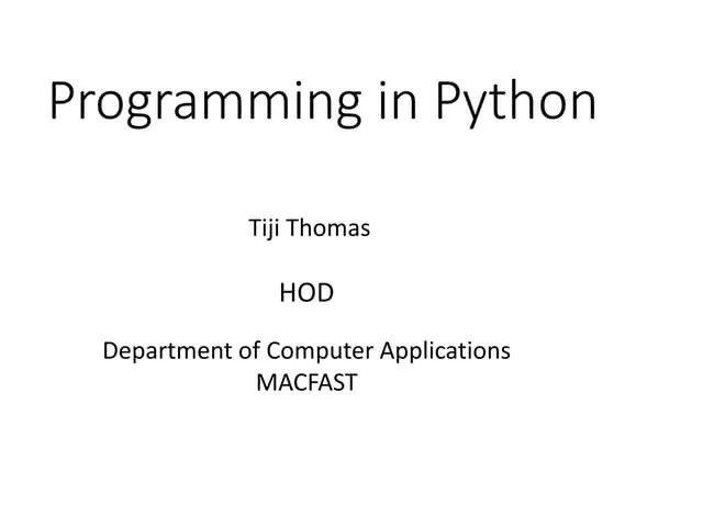 Programming In Python Pptx