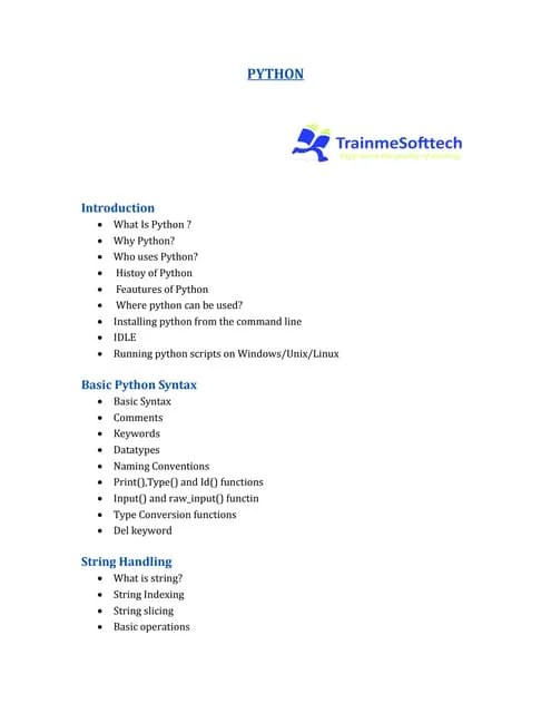 Learn Python Complete Course For Free Pptx