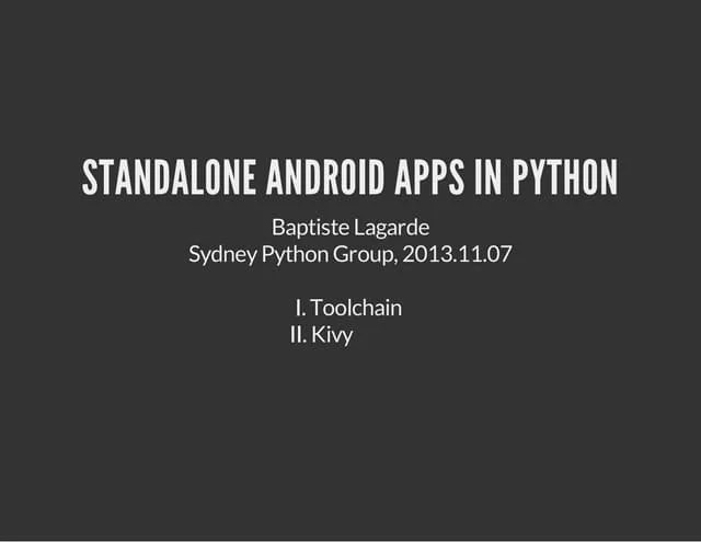 Standalone Android Apps In Python Pdf