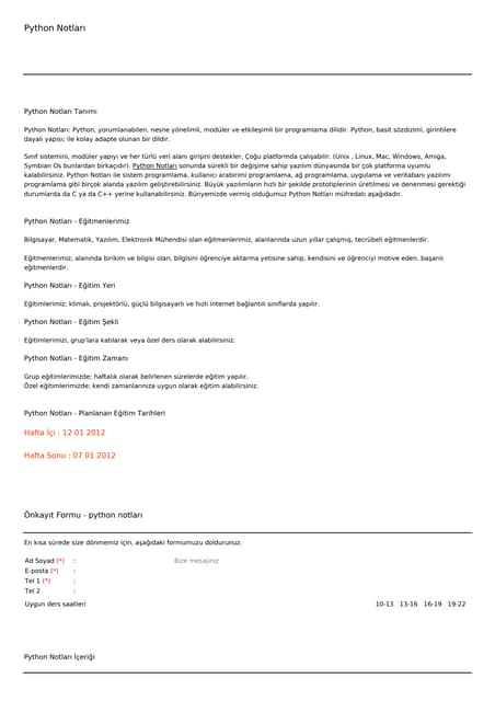 Python Programlama Dilleri Ders Notlari Pdf