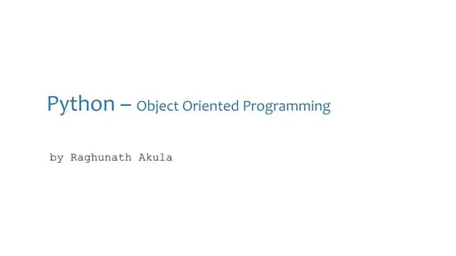 Python Object Oriented Programming Pptx