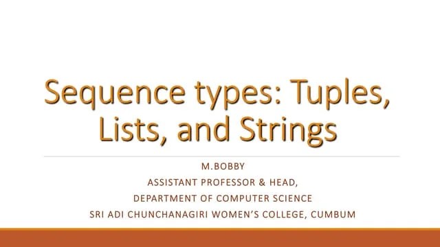 Sequence Types In Python Programming Pptx