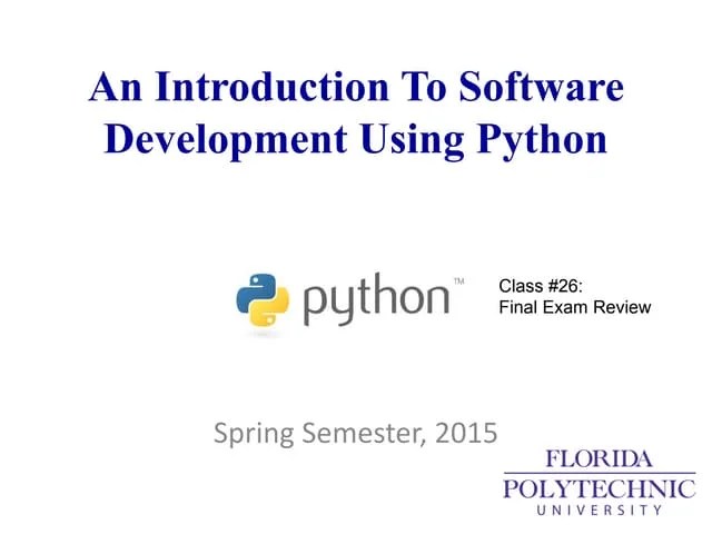 An Introduction To Python Final Exam Review Pptx