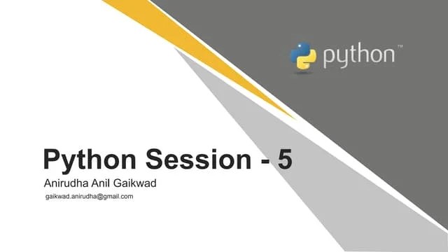 Python Session 5 Ppt