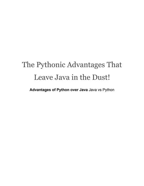 Python Advantages Over Java Pdf
