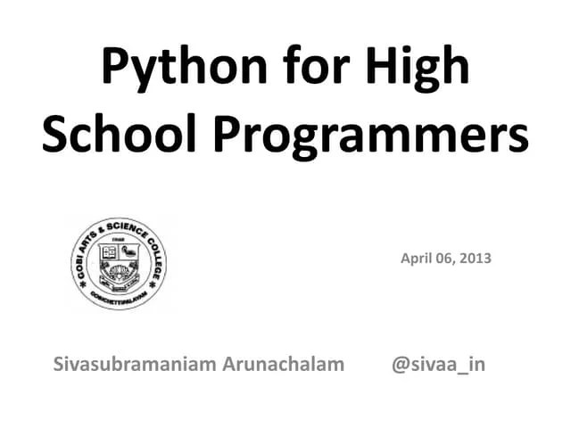 Python For High School Programmers Pdf