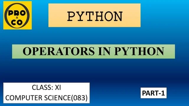 Operator In Python Part1 Pptx